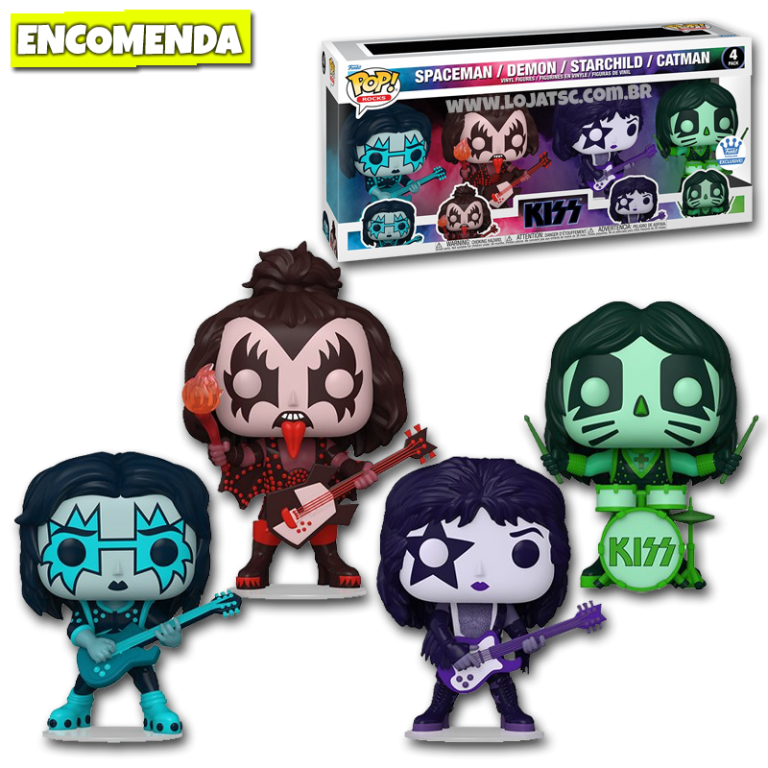 Funko Pop! KISS - Spaceman Demon Starchild Catman 4Pk Color Spotlight ...